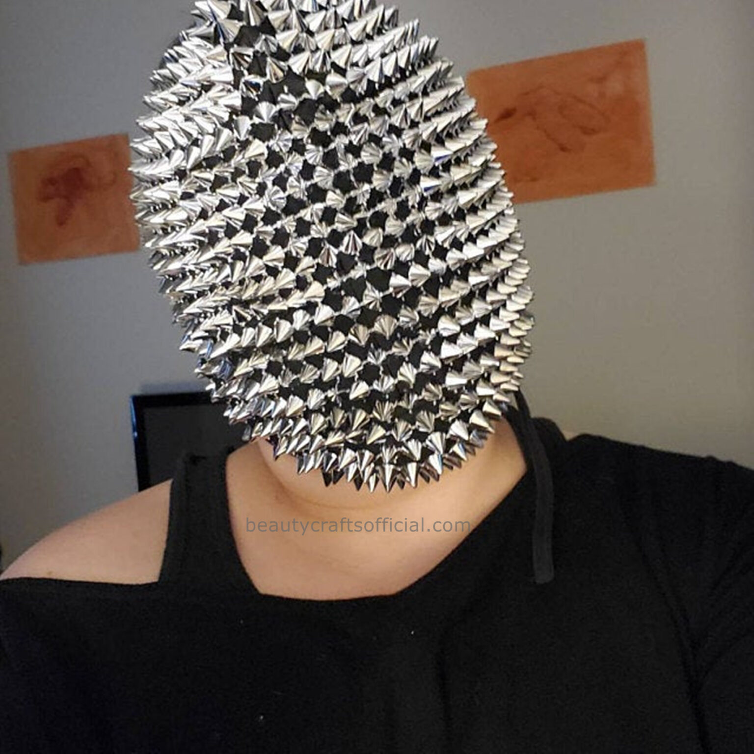 Black Spike Studded Full Face Haute Couture Mask – BeautyCraftsOfficial